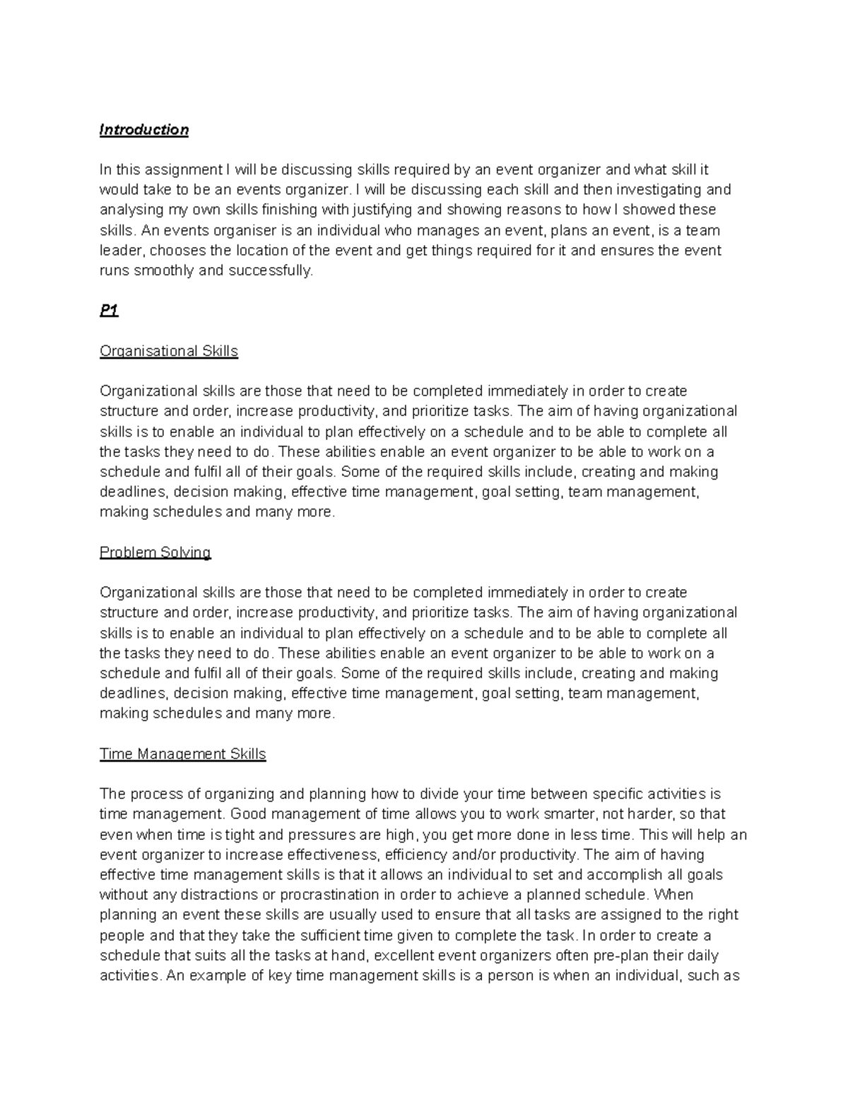 Skills Required for Event Organisers: A Comprehensive Guide (Course Code: - Studocu