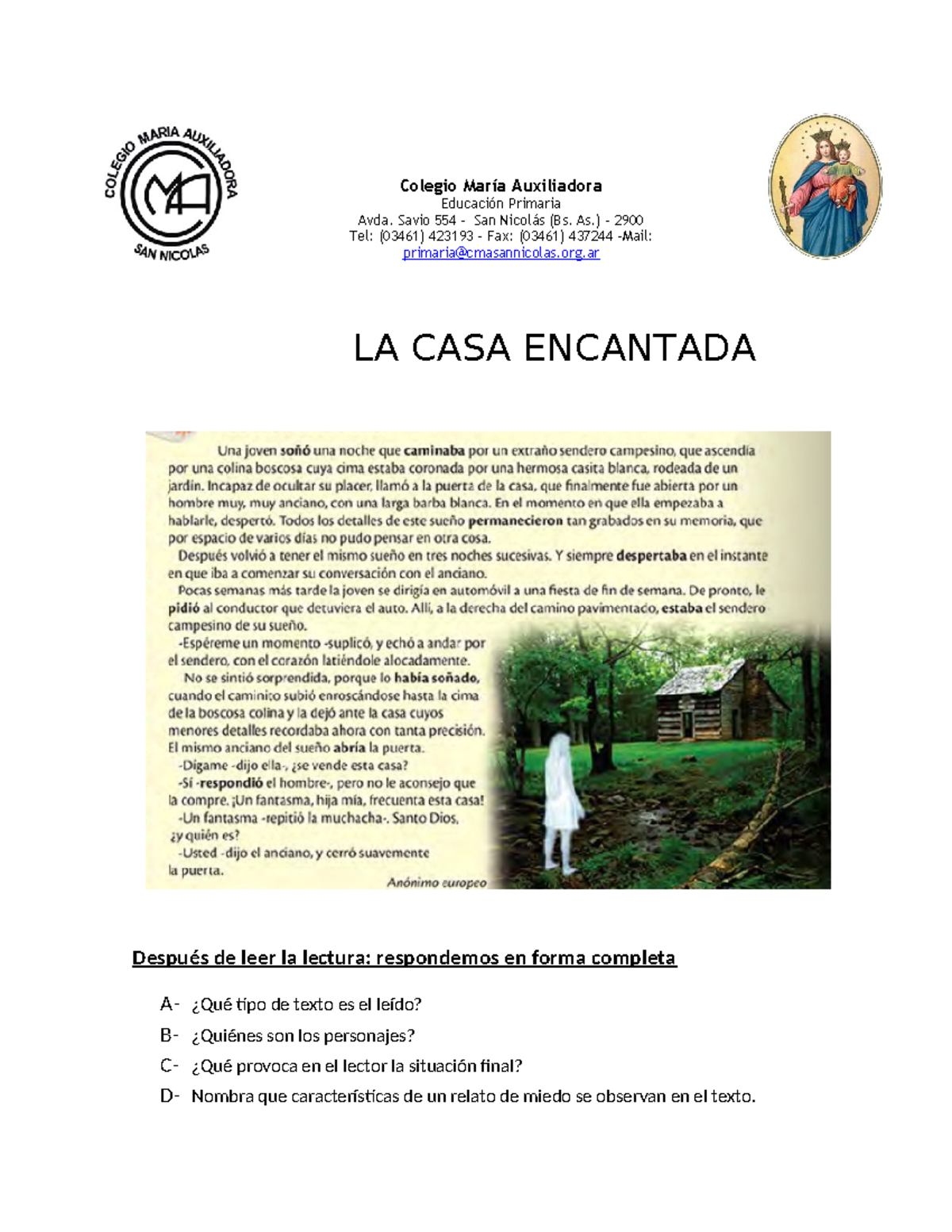 LA CASA ENCANTADA - Análisis de Cuento de Miedo - Studocu