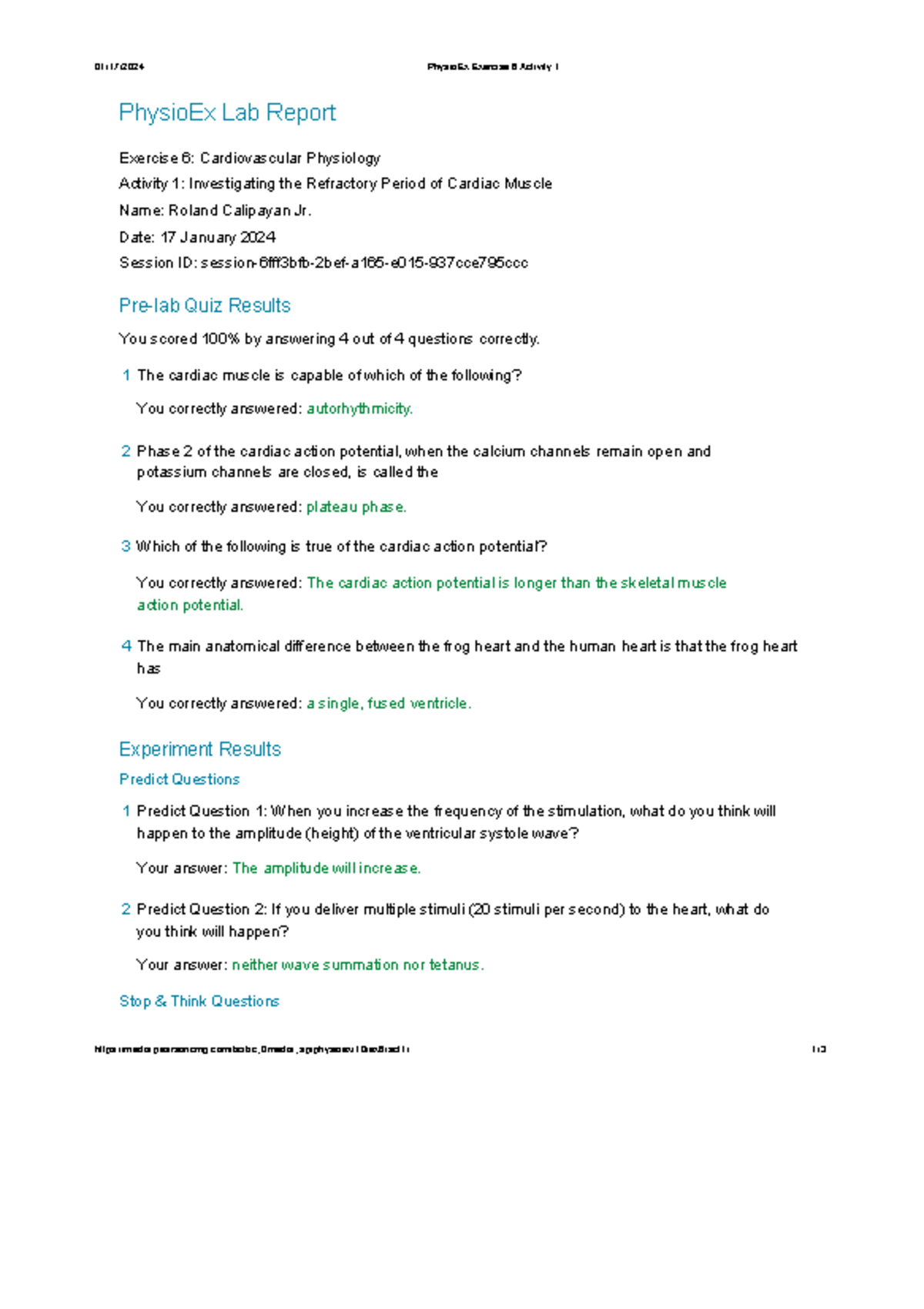 701942043 Physio Ex Exercise 6 Activity 1 - 01/17/2024 PhysioEx ...
