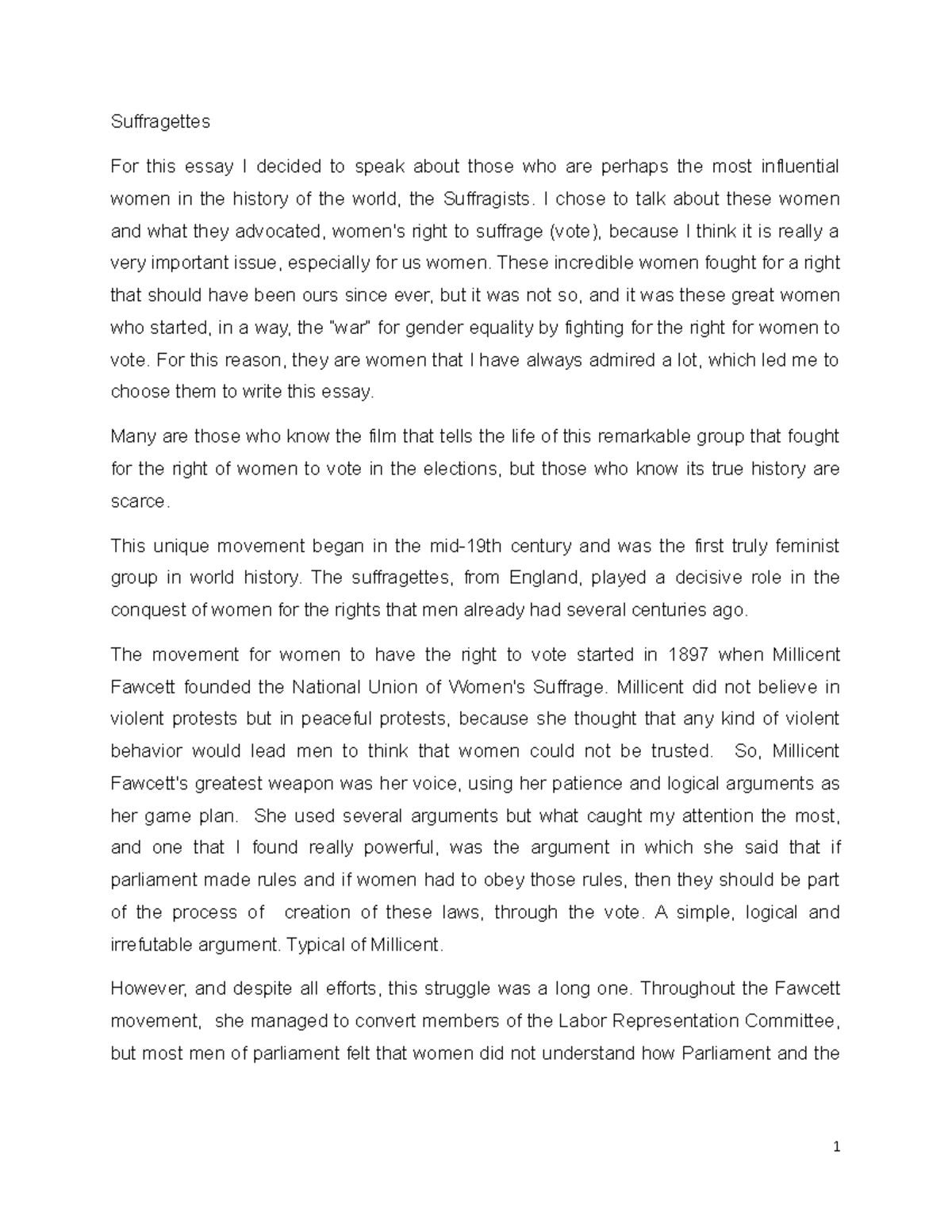11A2 Suffragettes - Essay on Women's Right to Vote Fight - Studocu