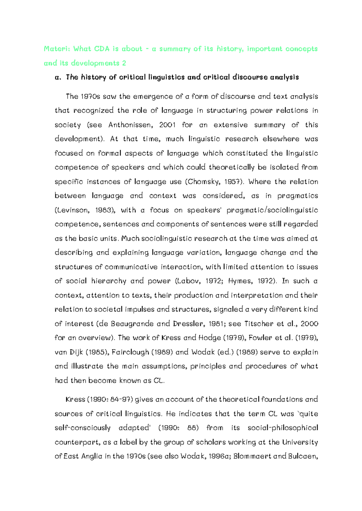 CDA Overview: History, Key Concepts & Developments Summary 2 - Studocu