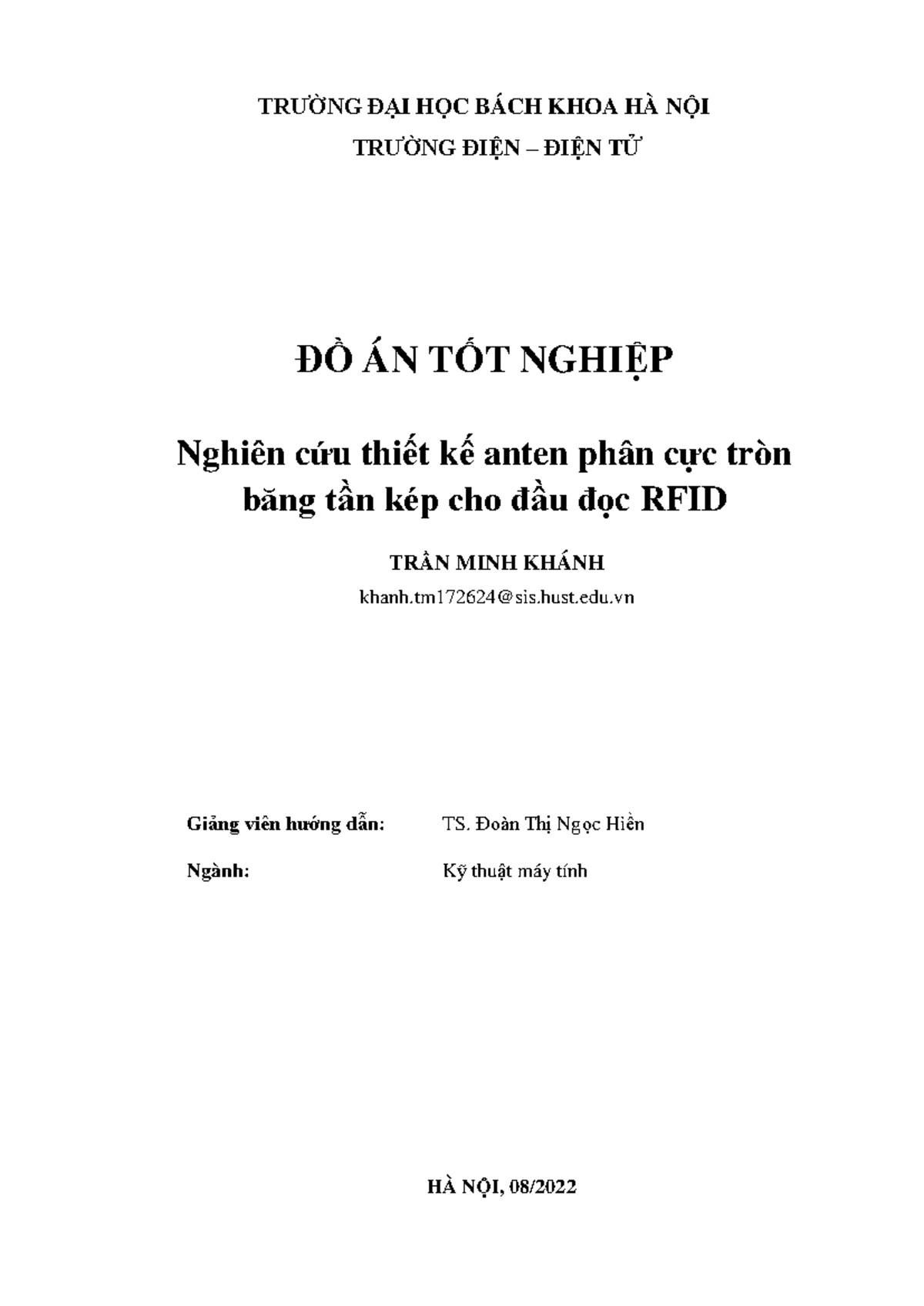 Thiết Kế Anten Phân Cực Tròn Băng Tần Kép Cho RFID - Đồ Án Tốt Nghiệp ...