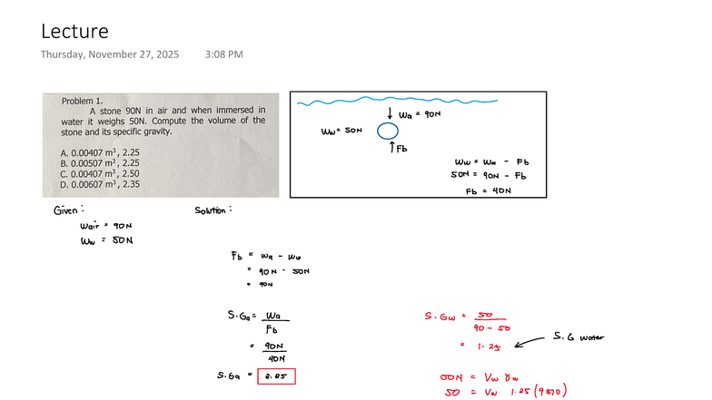 Lecture - Practice Problems on Buoyancy Concepts (ENGR 101) - Studocu