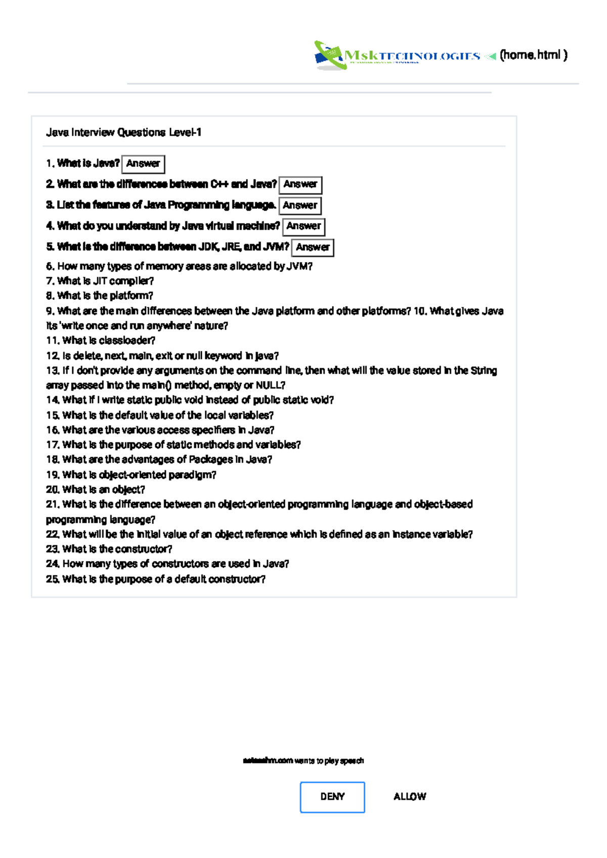 Java 600 Interview Questions- MSK Technologies - (home ) Java Interview Questions Level- What is ...