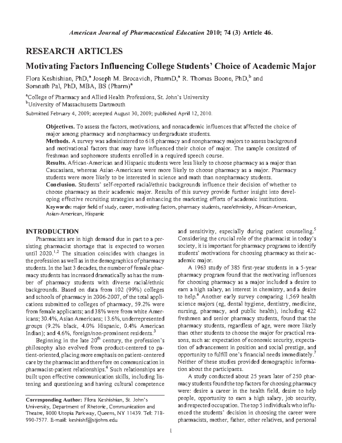 Ajpe46 - ạpe46 - RESEARCH ARTICLES Motivating Factors Influencing ...