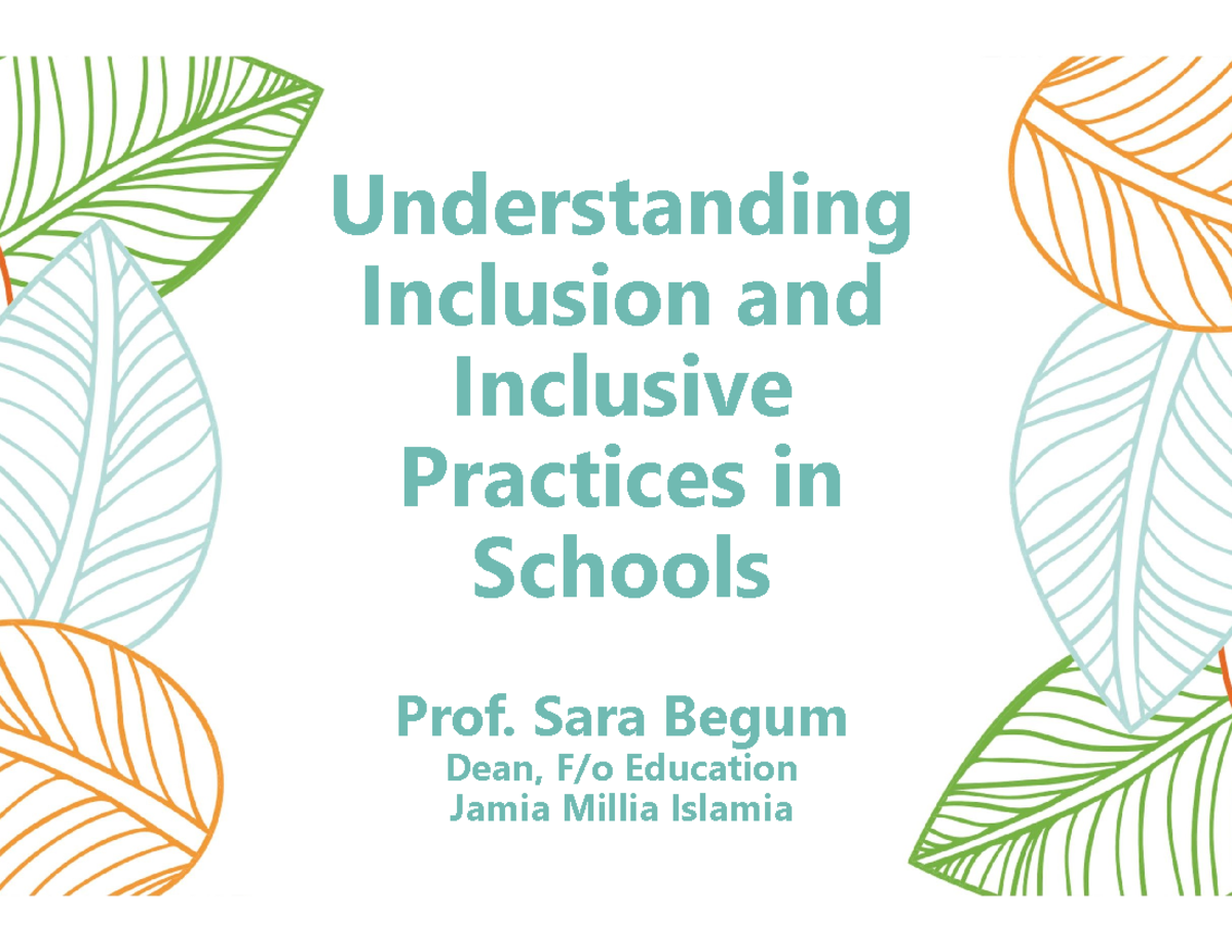 Understanding inclusion - Understanding Inclusion and Inclusive ...
