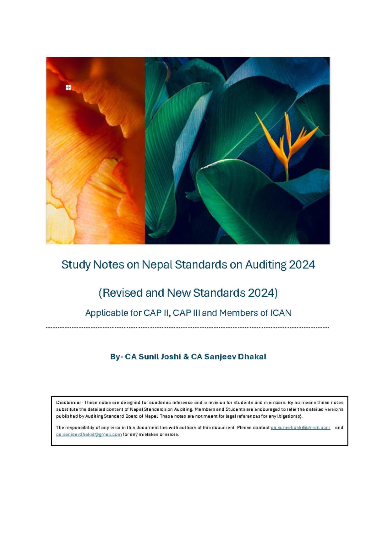 Reference Notes on Nepal Standards on Auditing (NSAs) 2024 - Studocu