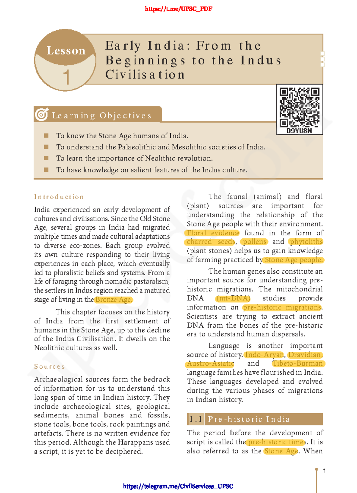 Lesson 1: Early India (HIST 101) - From Stone Age to Indus Civilisation ...
