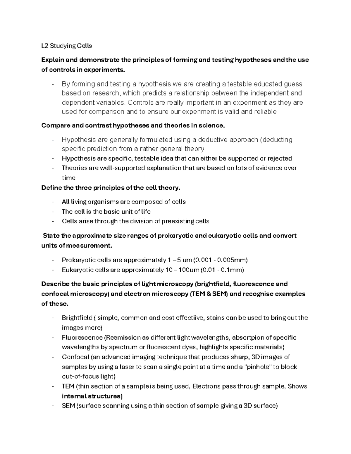 L2 Cell Biology: Understanding Cells, Macromolecules, and DNA Processes ...