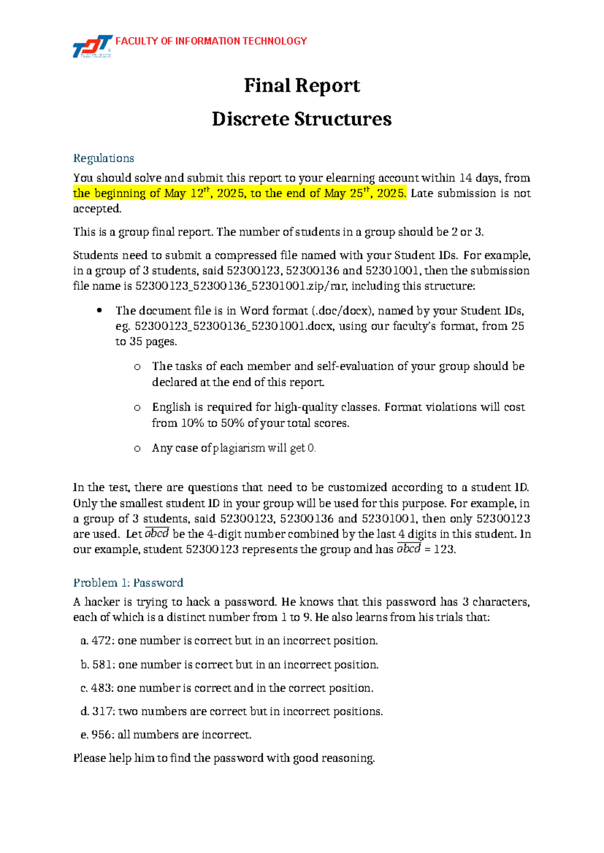 Final Report on Discrete Structures (IT 2025) - Studocu