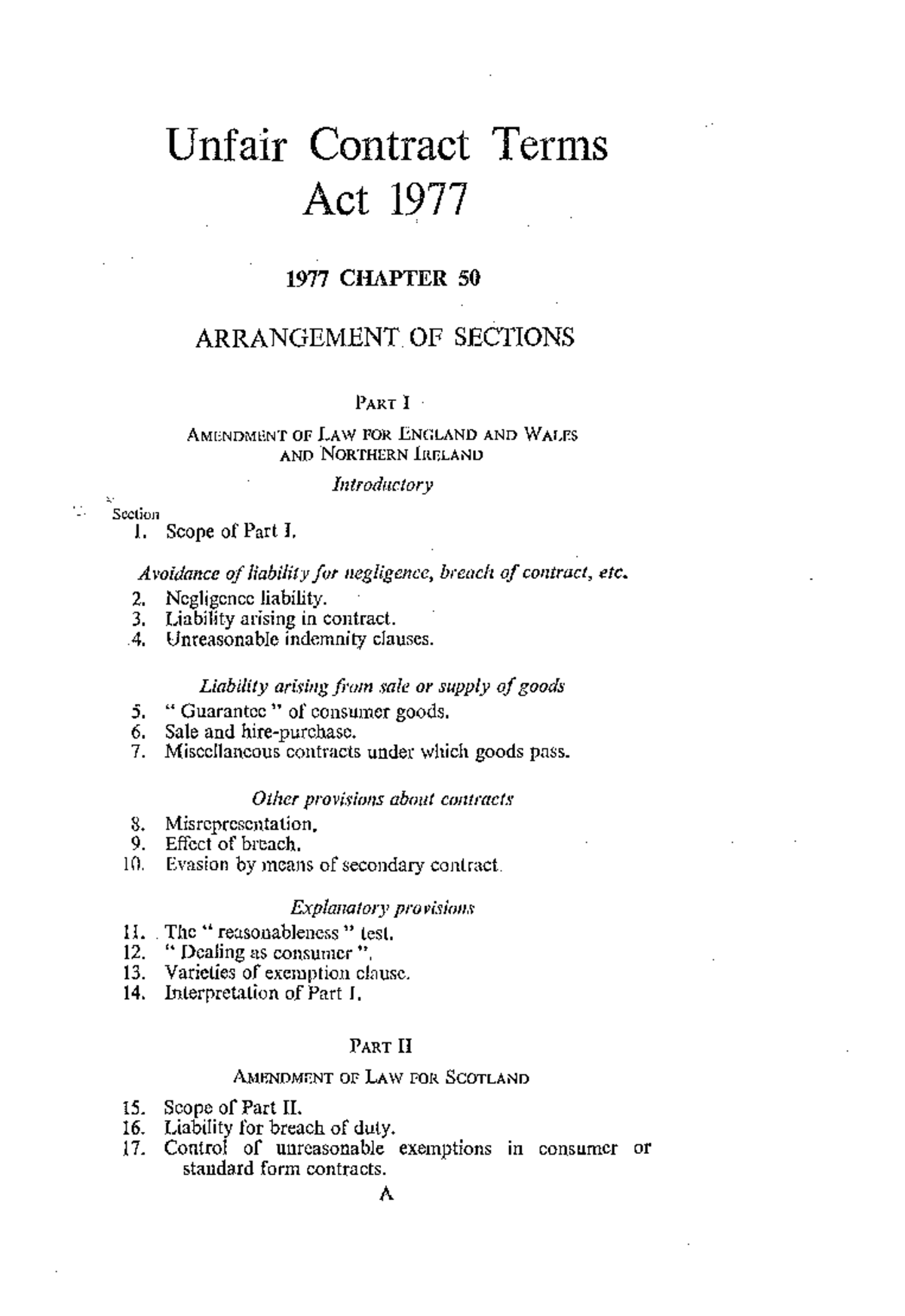 Unfair Contract Terms Act 1977: Comprehensive Overview and Analysis ...