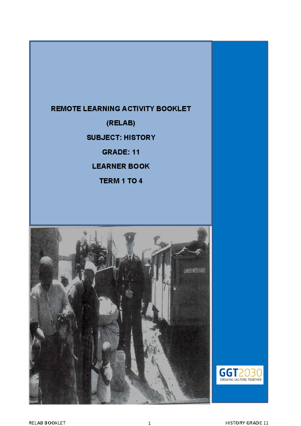 Grade 11 History RELAB Booklet: Remote Learning Activities for Terms 1 ...