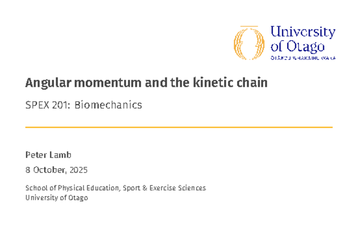 Angular Momentum & Kinetic Chain Overview - SPEX 201 Biomechanics - Studocu
