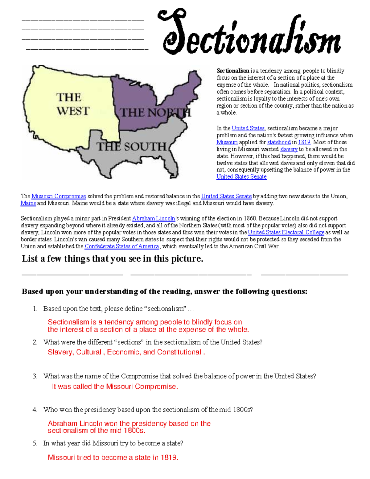 Sectionalism and Resistance to Slavery: Key Readings and Insights - Studocu
