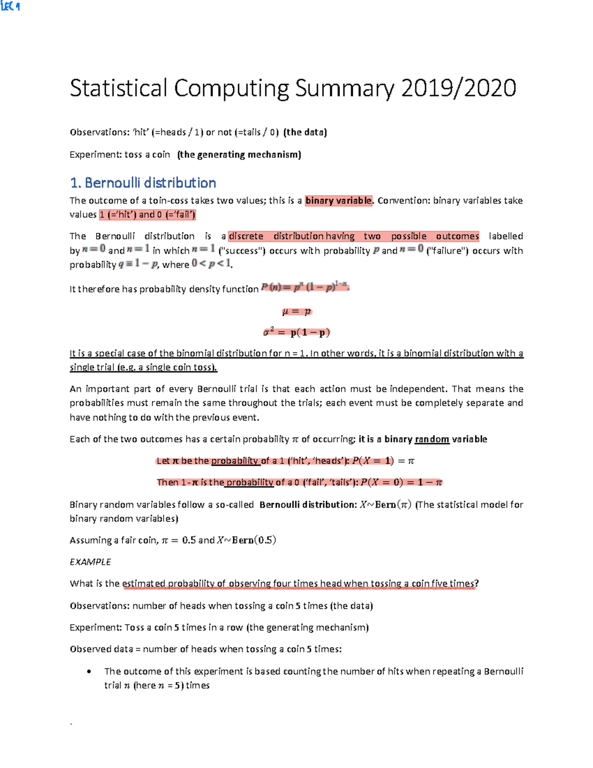 STAT2013 Statistical Computing Summary and Key Observations - Studocu