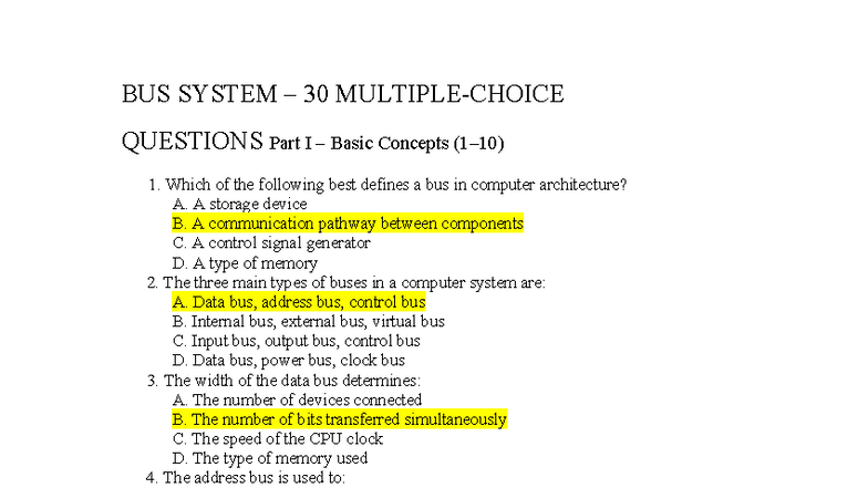 BUS System 30MCQs - adaasdf - BUS SYSTEM – 30 MULTIPLE-CHOICE QUESTIONS ...