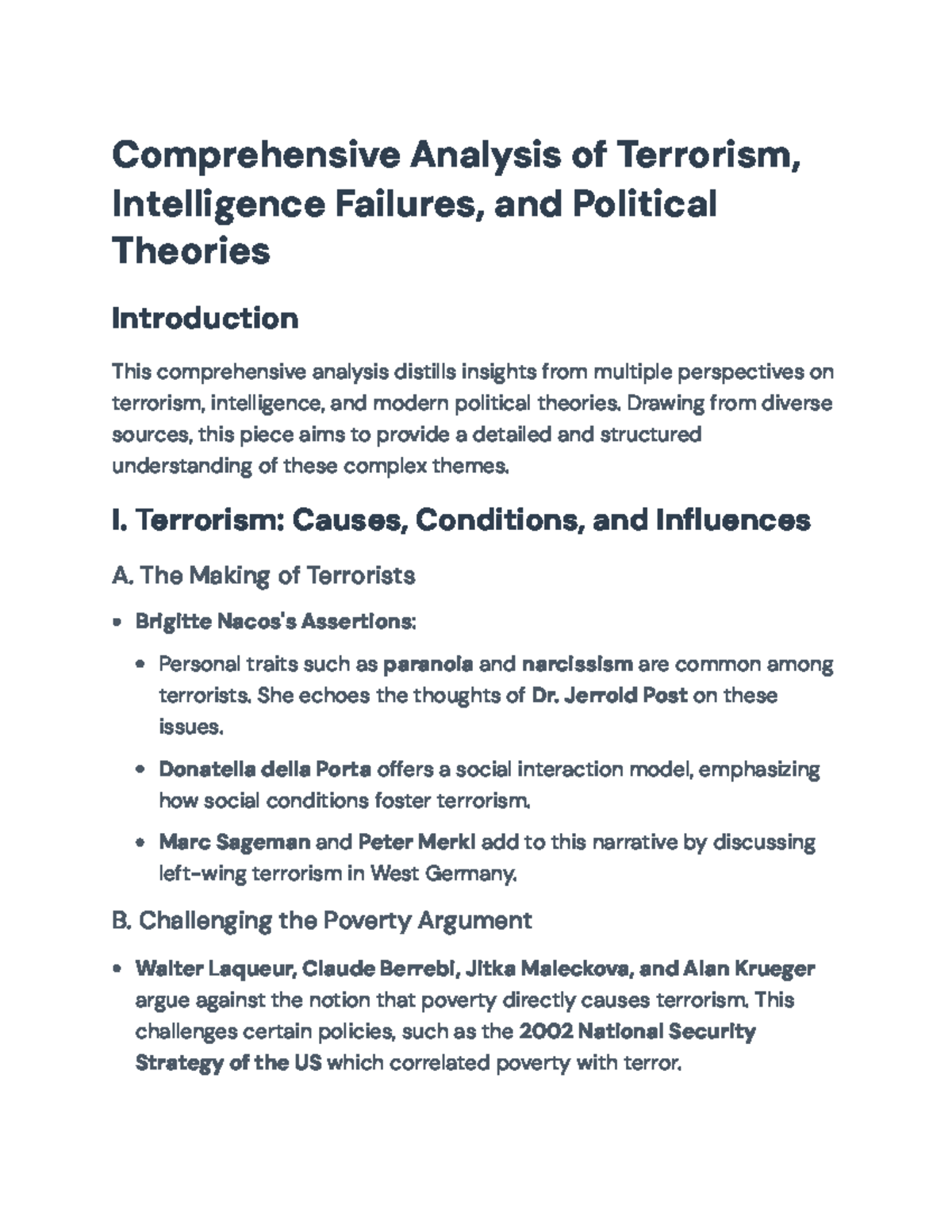 Comprehensive Study of Terrorism & Intelligence Failures (POL 301 ...