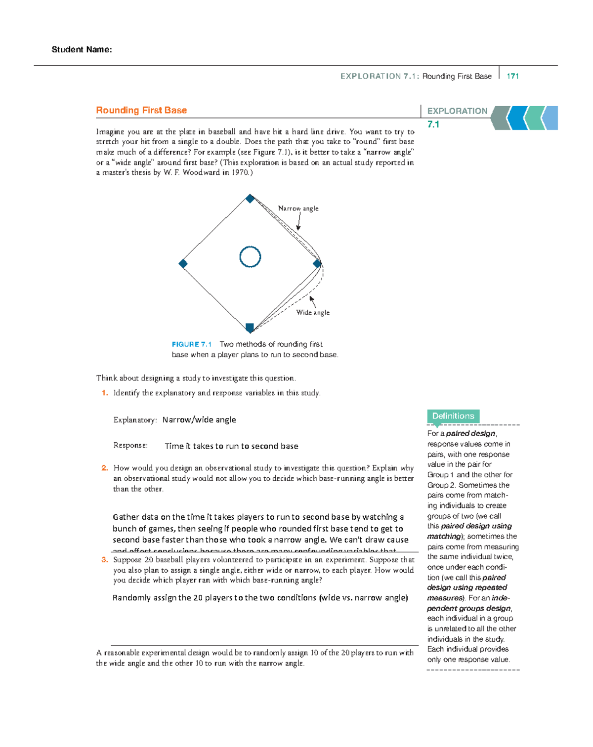 Exploration 7 - 171 Rounding First Base Imagine you are at the plate in ...
