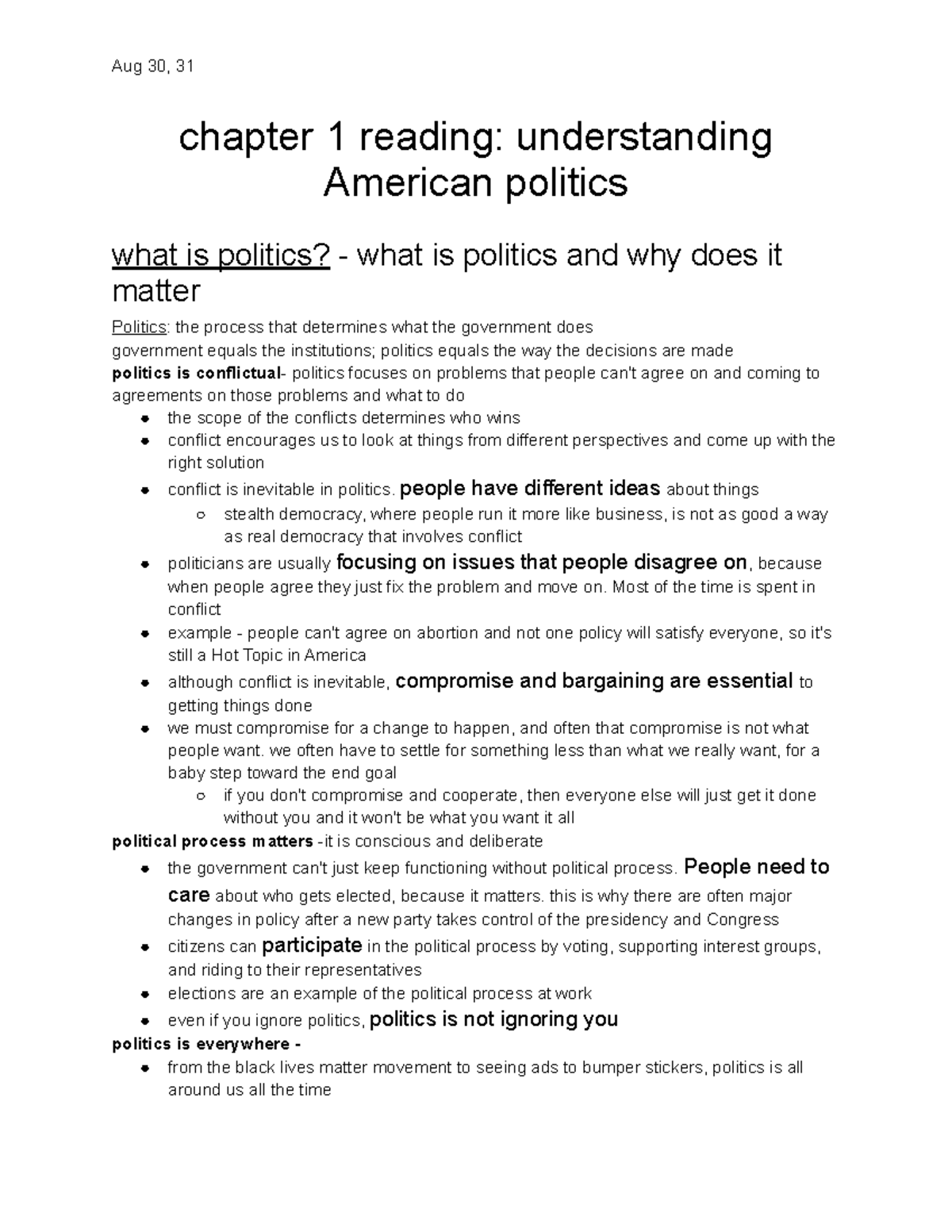 Ch. 1 Understanding American Politics: Key Concepts and Conflicts - Studocu