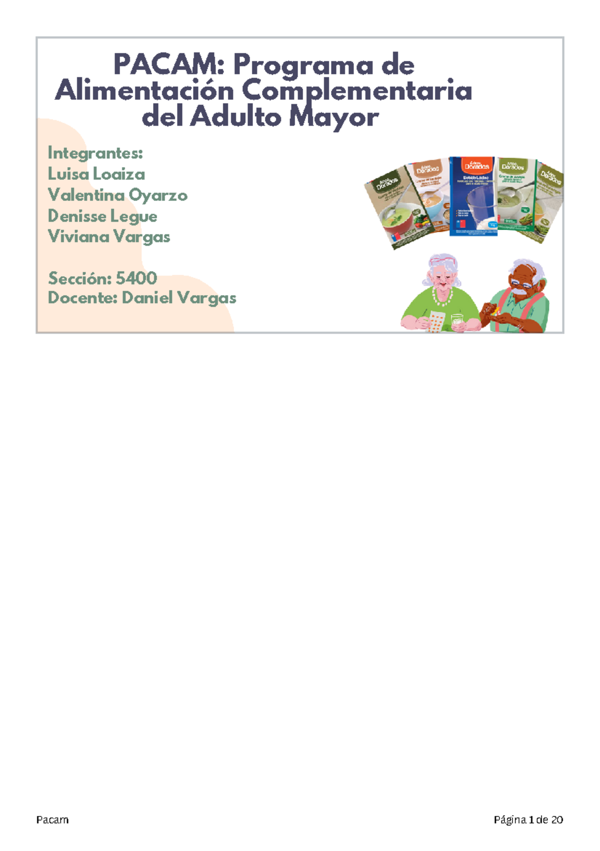 PACAM - Programa de Alimentación Complementaria del Adulto Mayor - Studocu