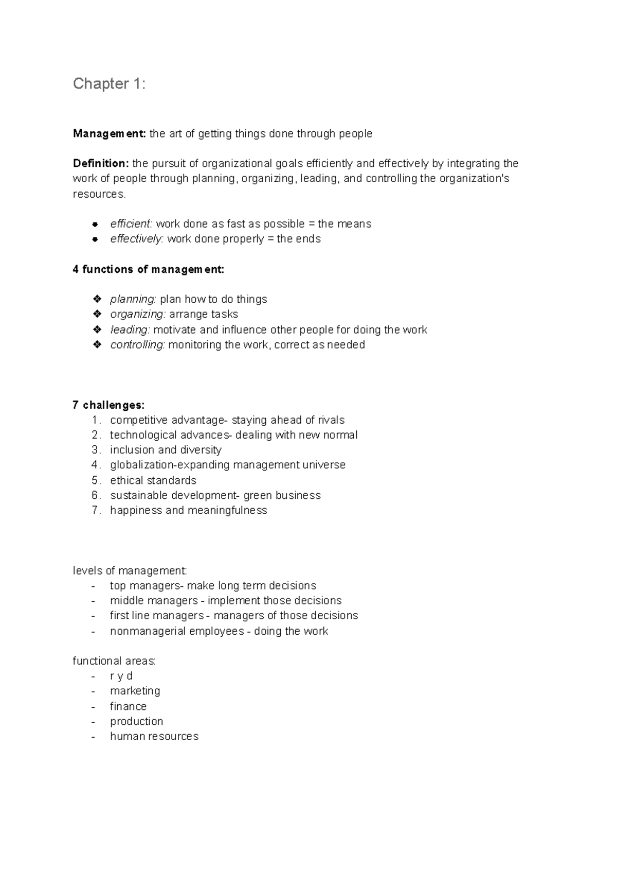 Principles of Management: Comprehensive Study Notes (MGMT 101) - Studocu