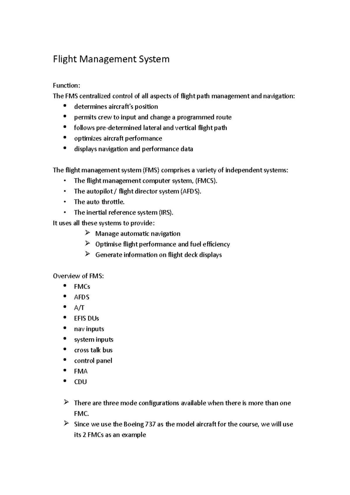 Boeing 737 Flight Management System Overview and Functions - Studocu
