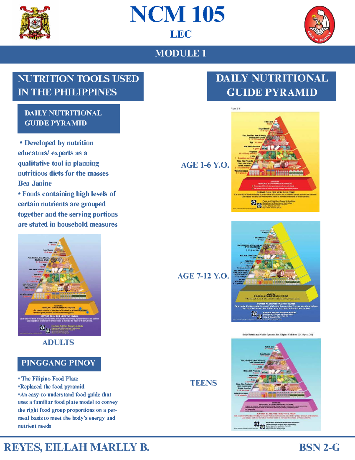NCM 105 LEC MODULE 1: Nutrition Tools & Daily Guide in the Philippines ...