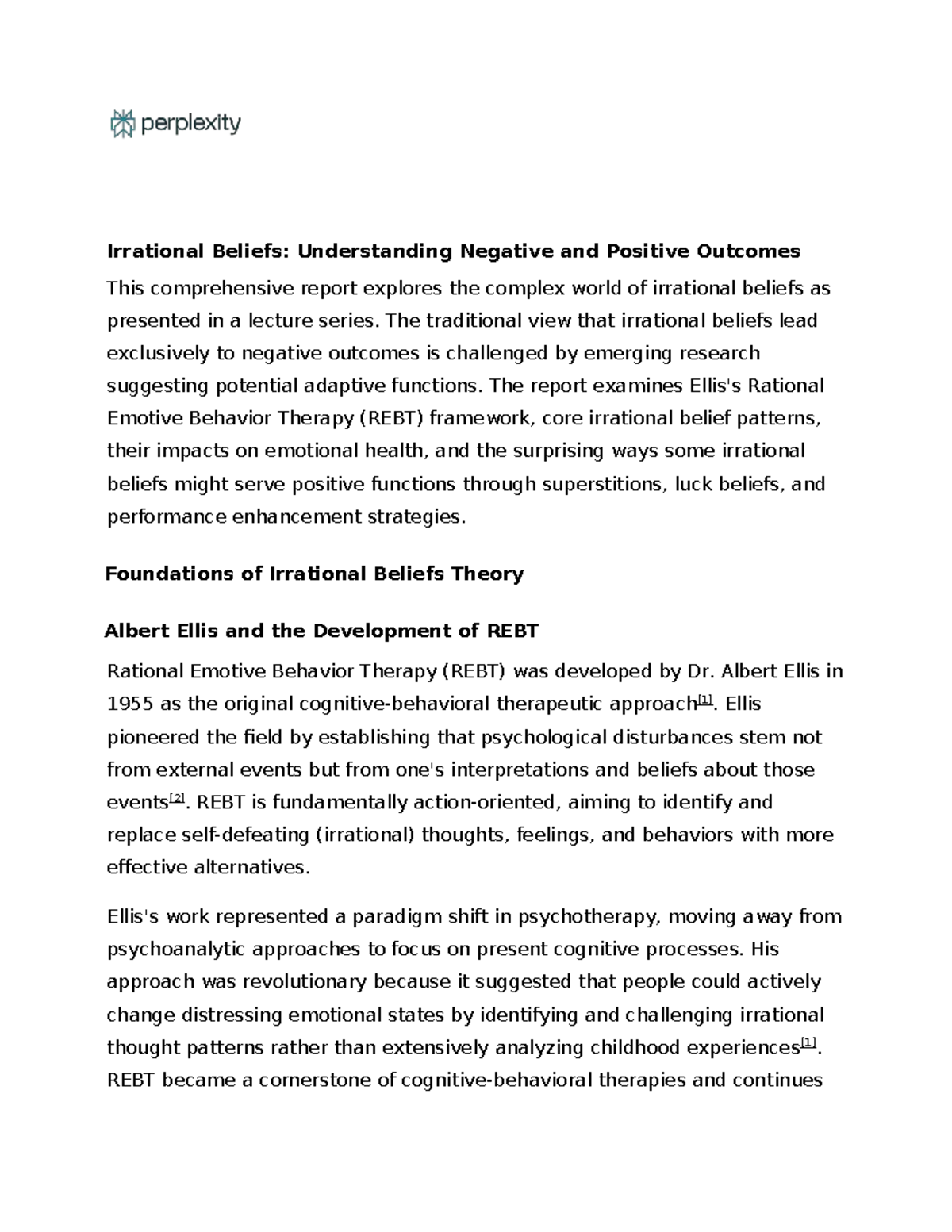 Irrational Beliefs: Examining Positive and Negative Outcomes in REBT ...
