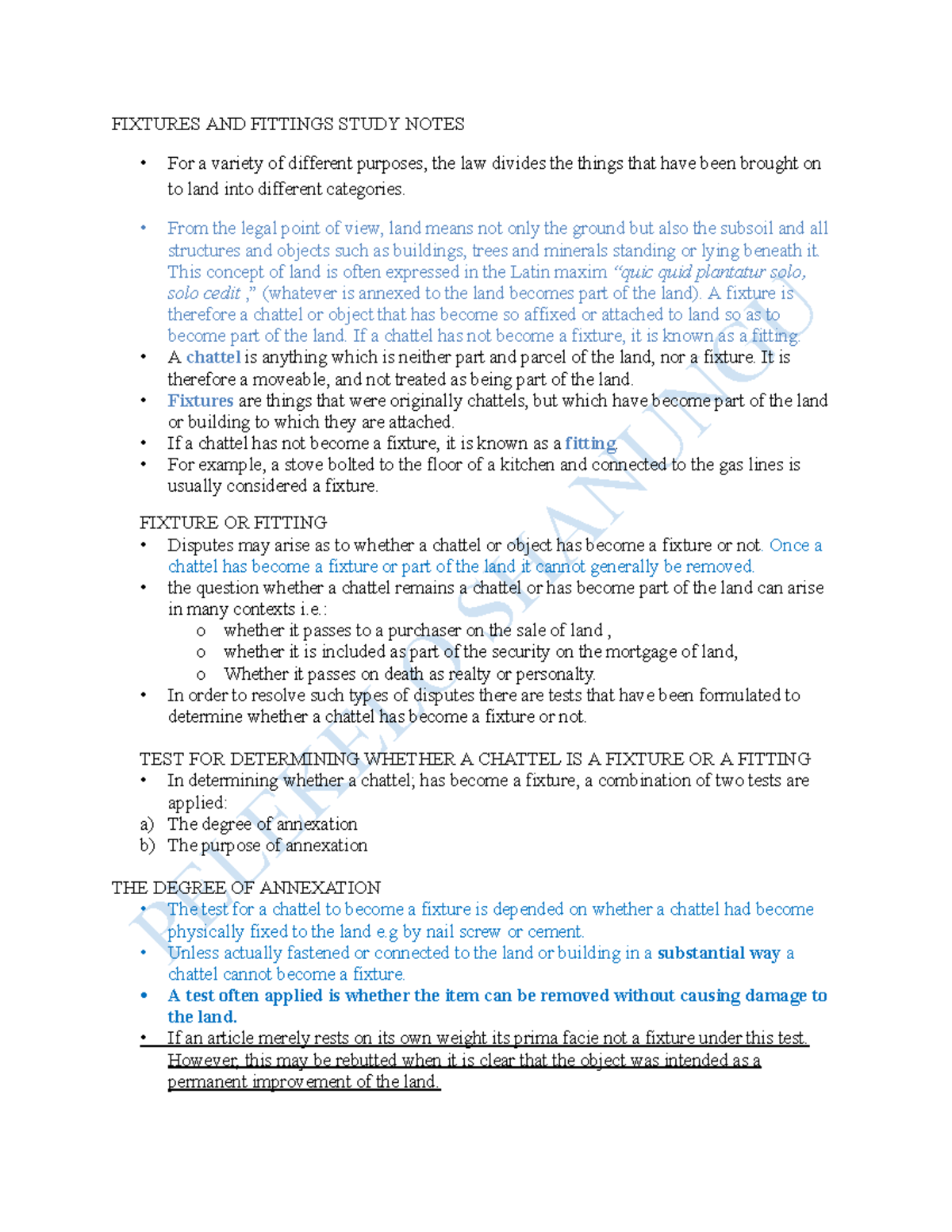 Fixtures AND Fittings Study Notes - PELEKELO SHANUNGU FIXTURES AND ...