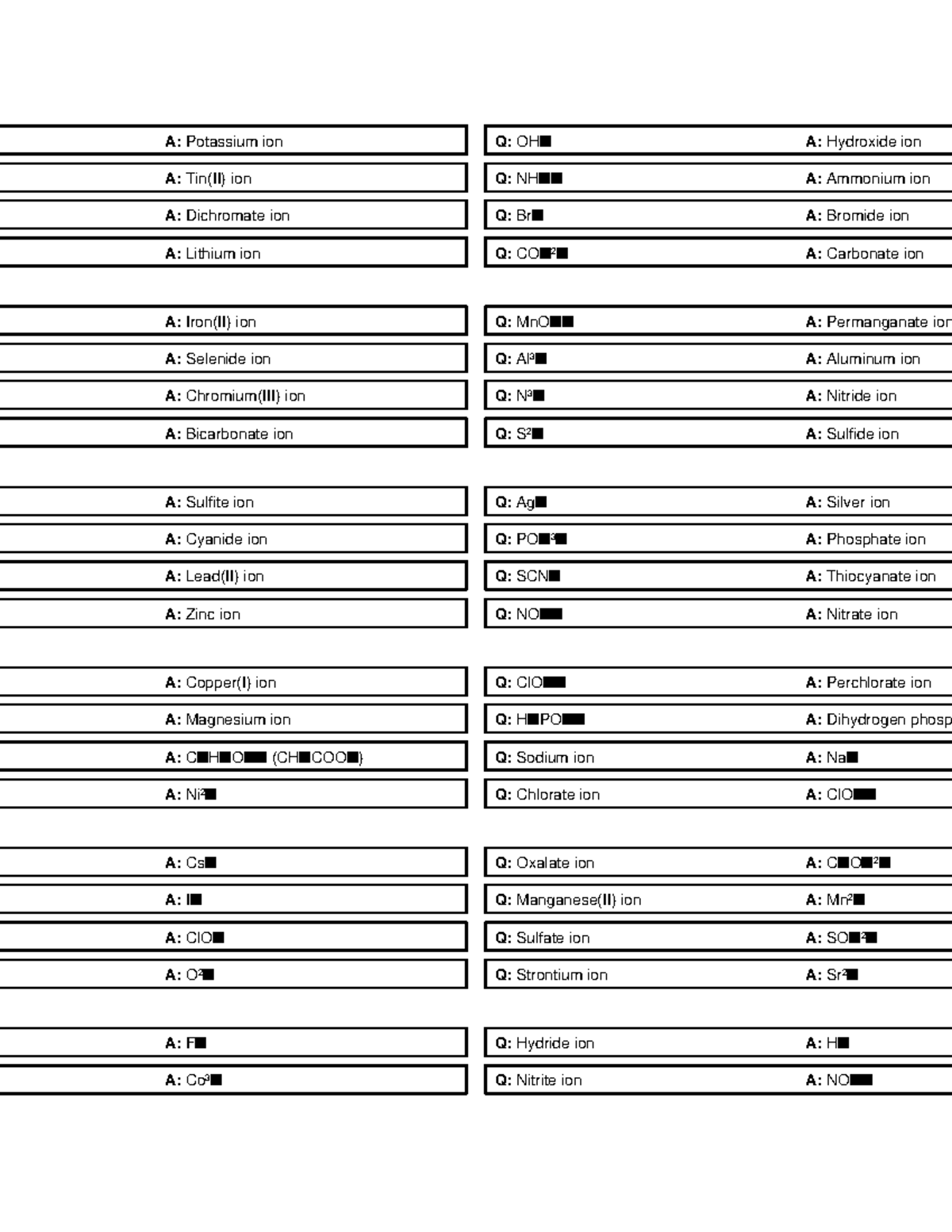 Flashcards Set - Practice for Ions and Their Charges - Studocu