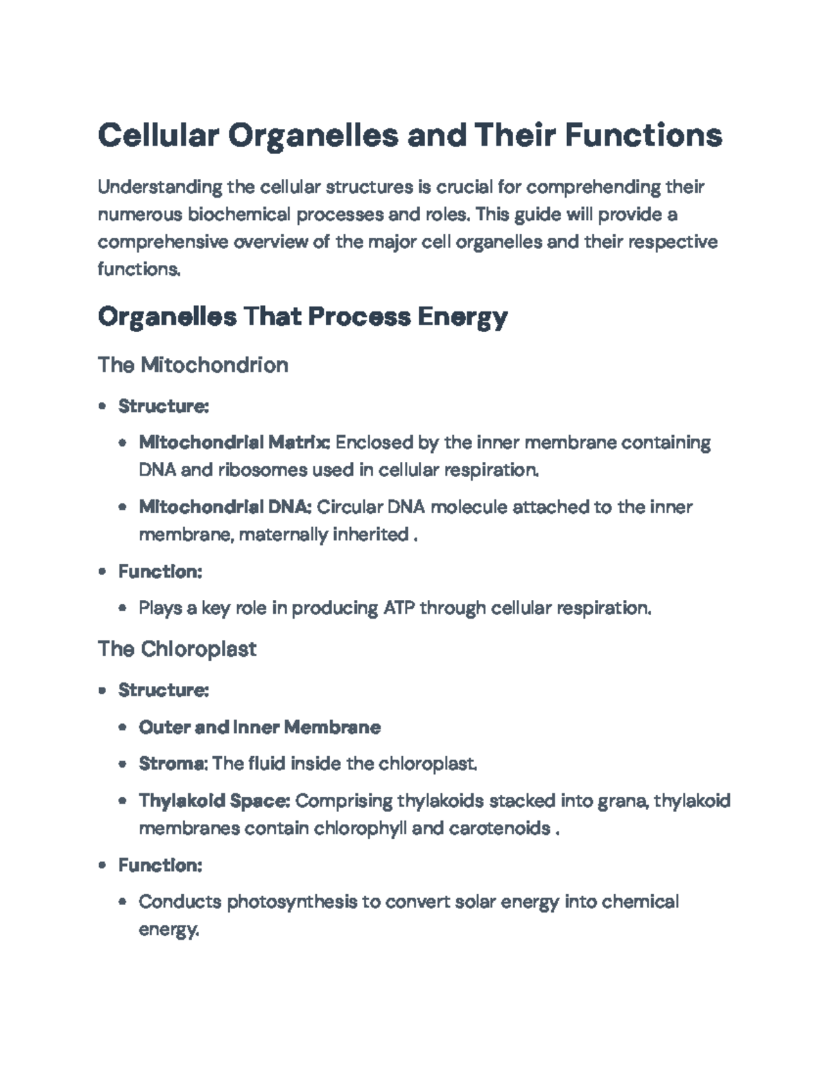 Cellular Organelles and Their Functions: A Comprehensive Overview ...