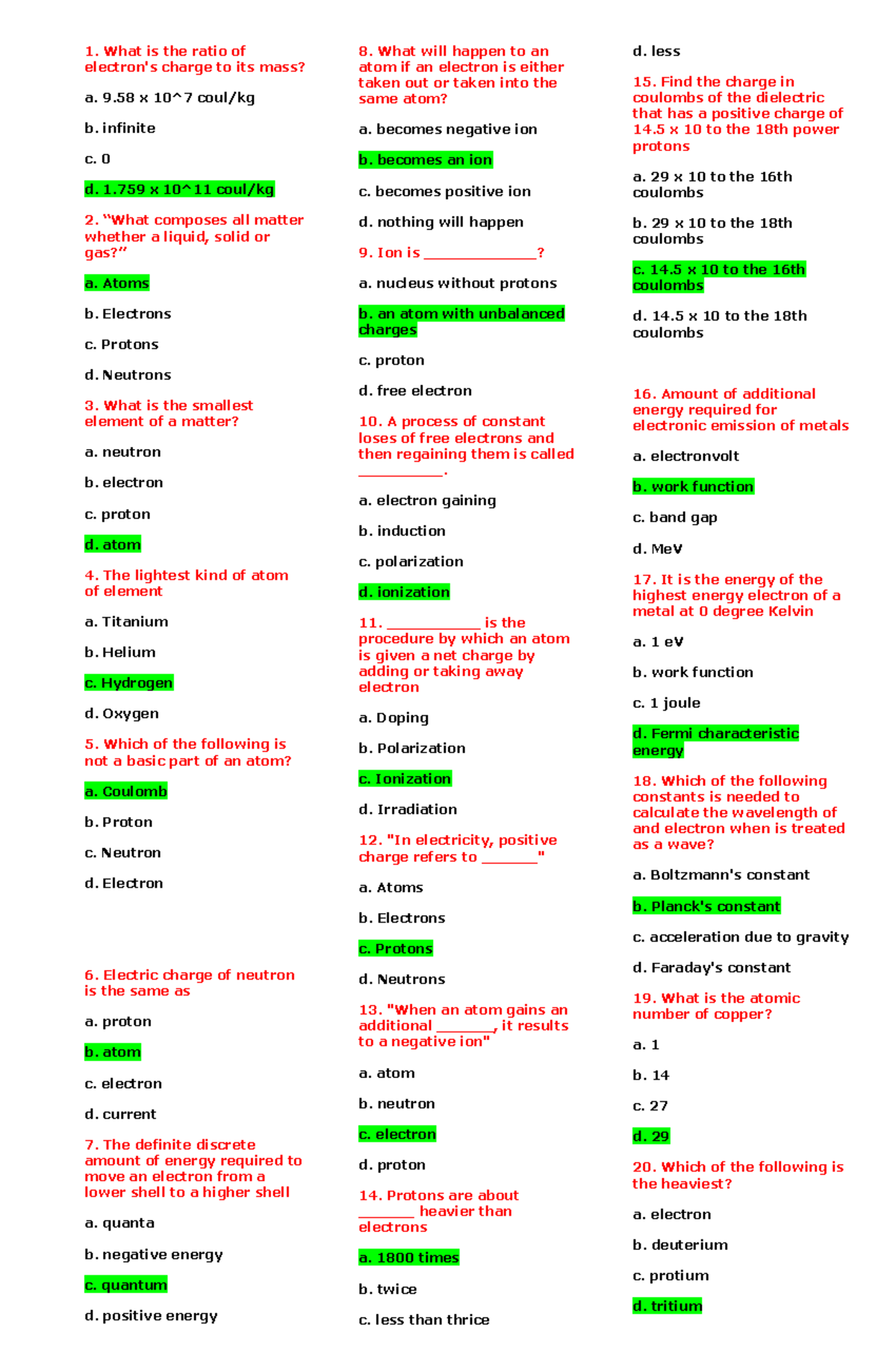 Electronics Engineering Review Quiz (EE 101) - Studocu