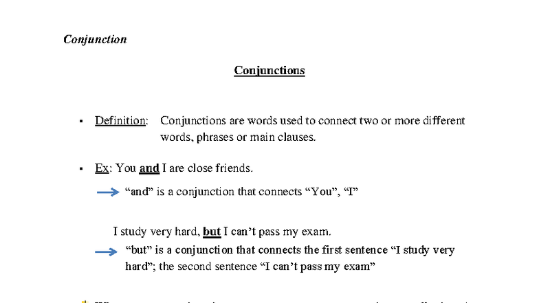 Grammar Lesson: Understanding Conjunctions and Their Types - Studocu