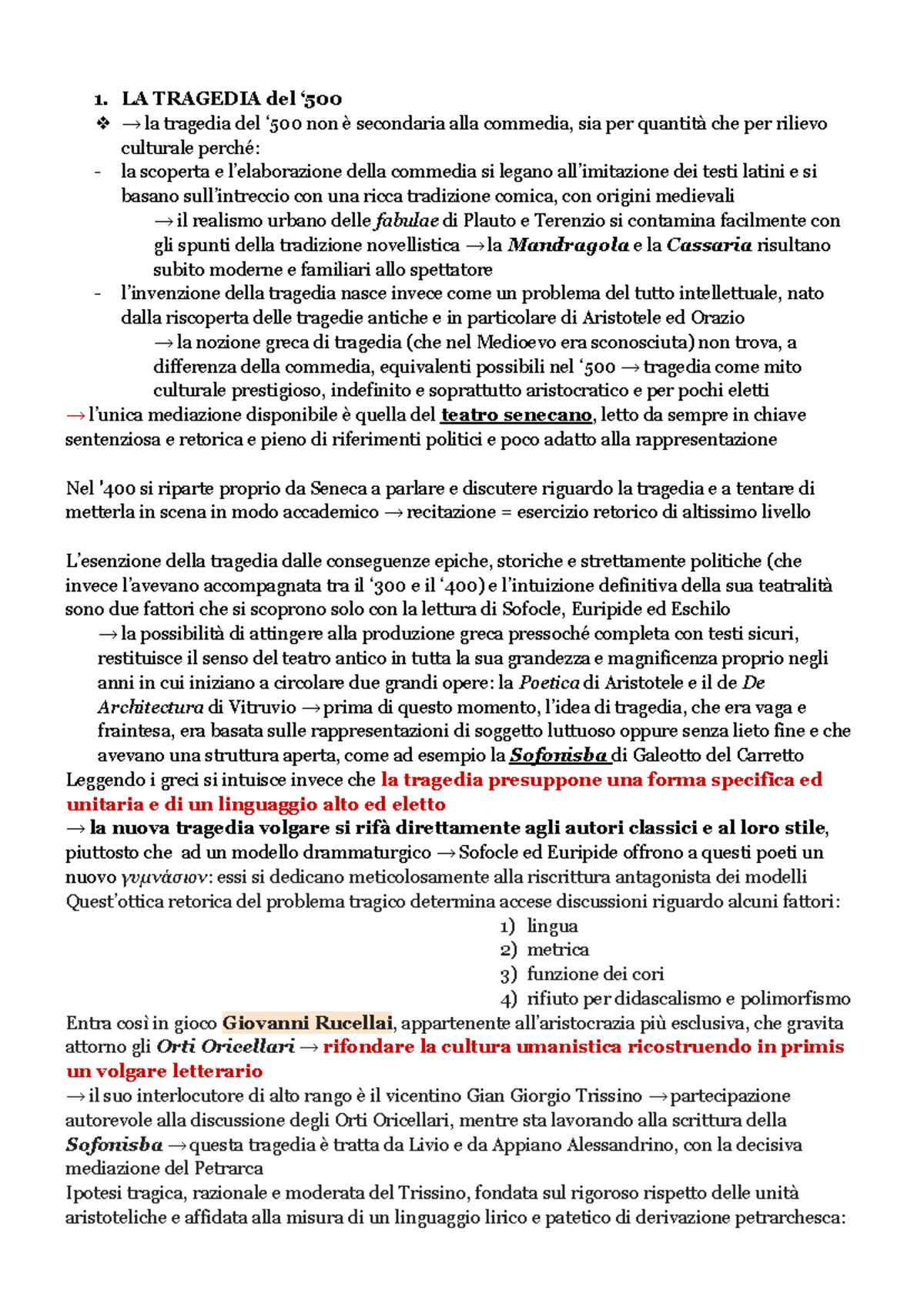 LA TRAGEDIA DEL '500: Analisi e Confronto di Sofonisba e Rosmunda - Studocu
