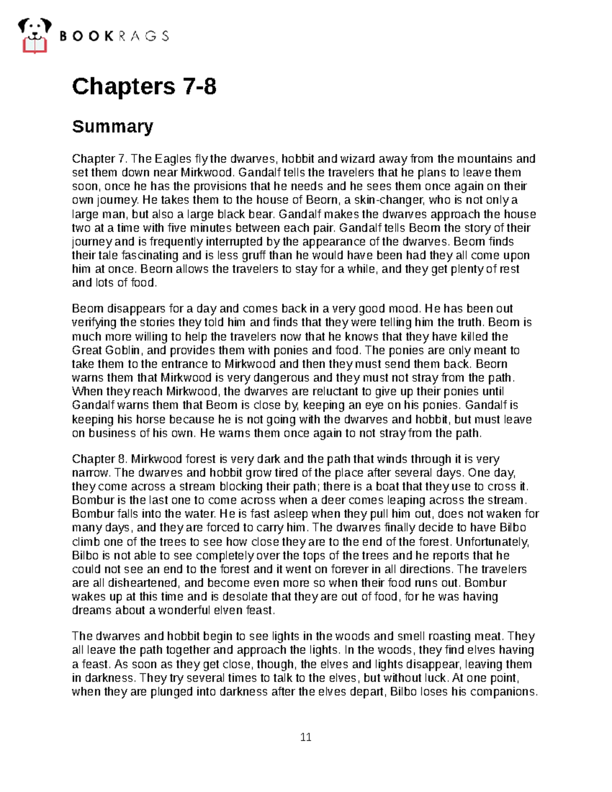 Hobbit Study Guide 11: Chapter 7-8 Summary and Key Insights - Studocu