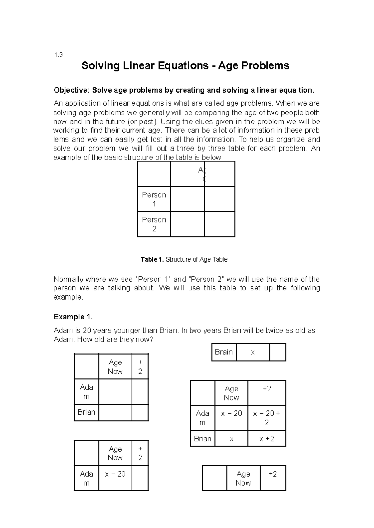 Age Problems with Linear Equations - Practice and Solutions - Studocu