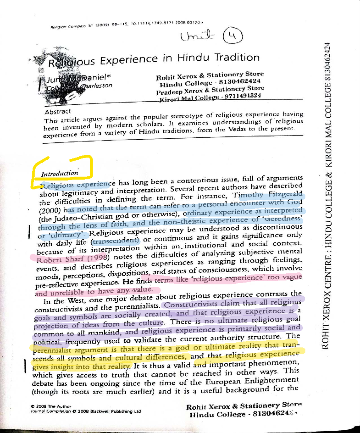 Hindu Religious Experience: Insights from Tradition (115, 2008) - Studocu