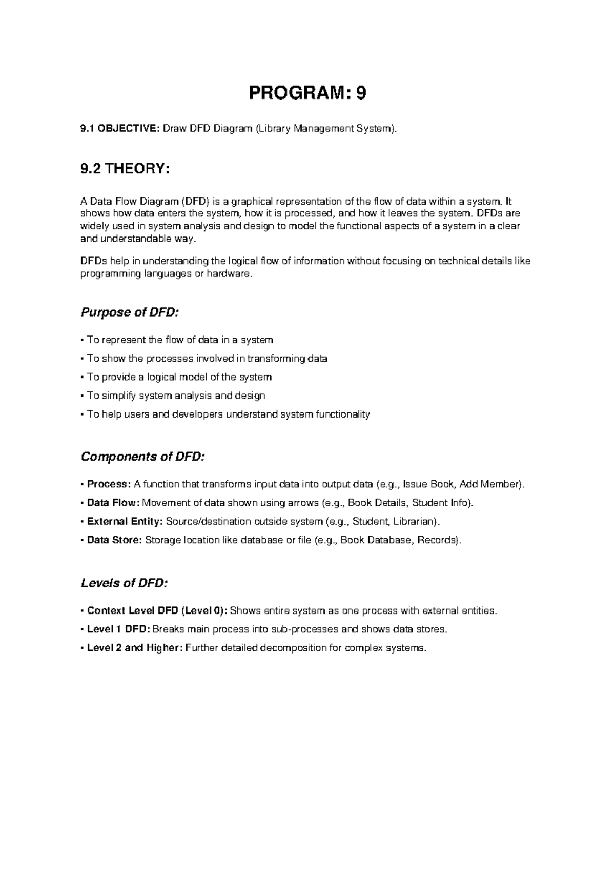 DFD Practical: Library Management System Overview and Components - Studocu