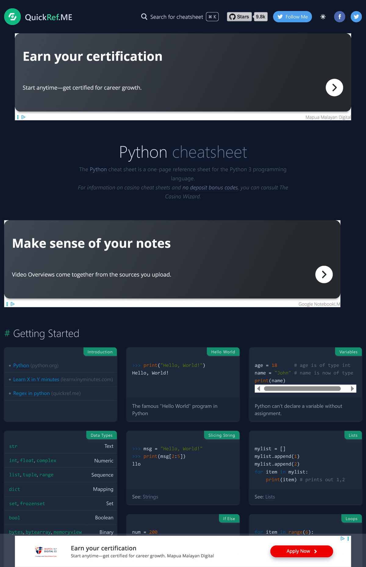 Python 3 Cheat Sheet & Quick Reference for Certification - Studocu