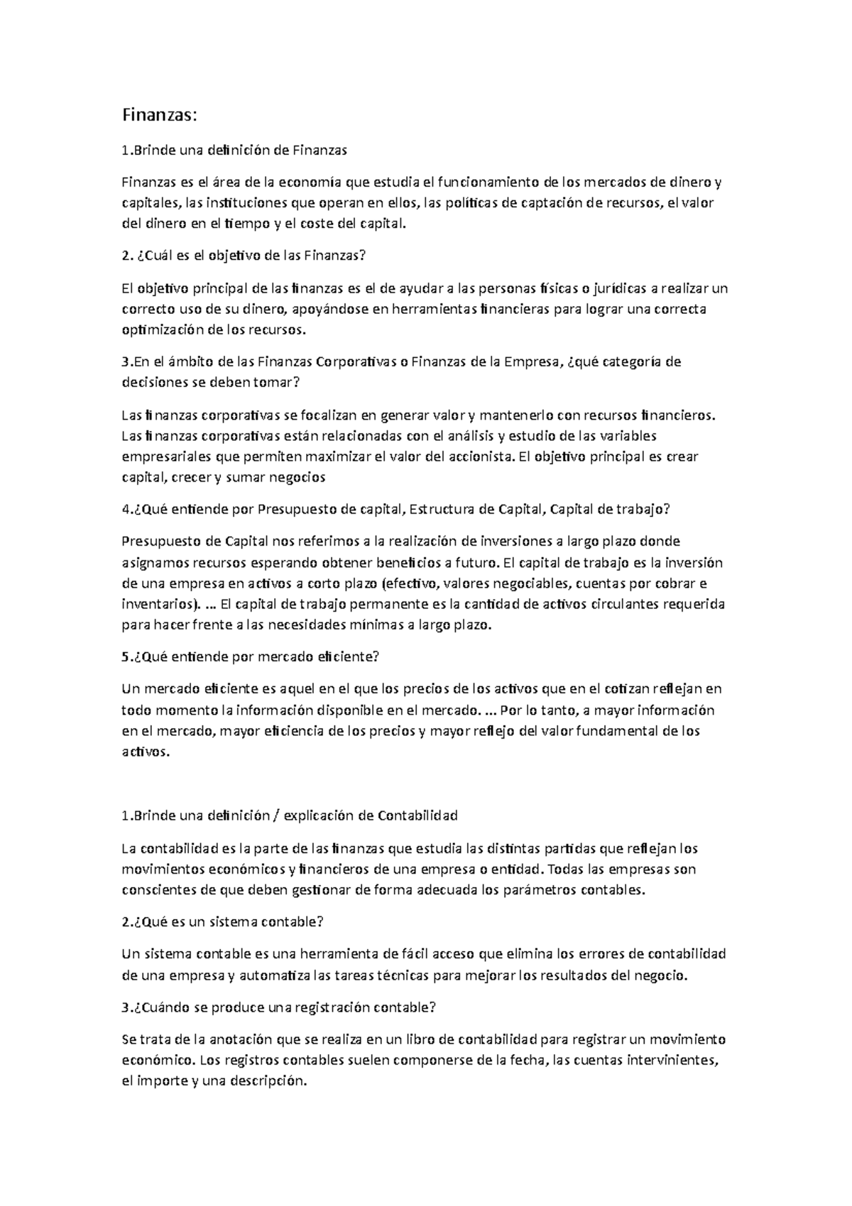 Finanzas - Finanzas: 1 una definición de Finanzas Finanzas es el área ...