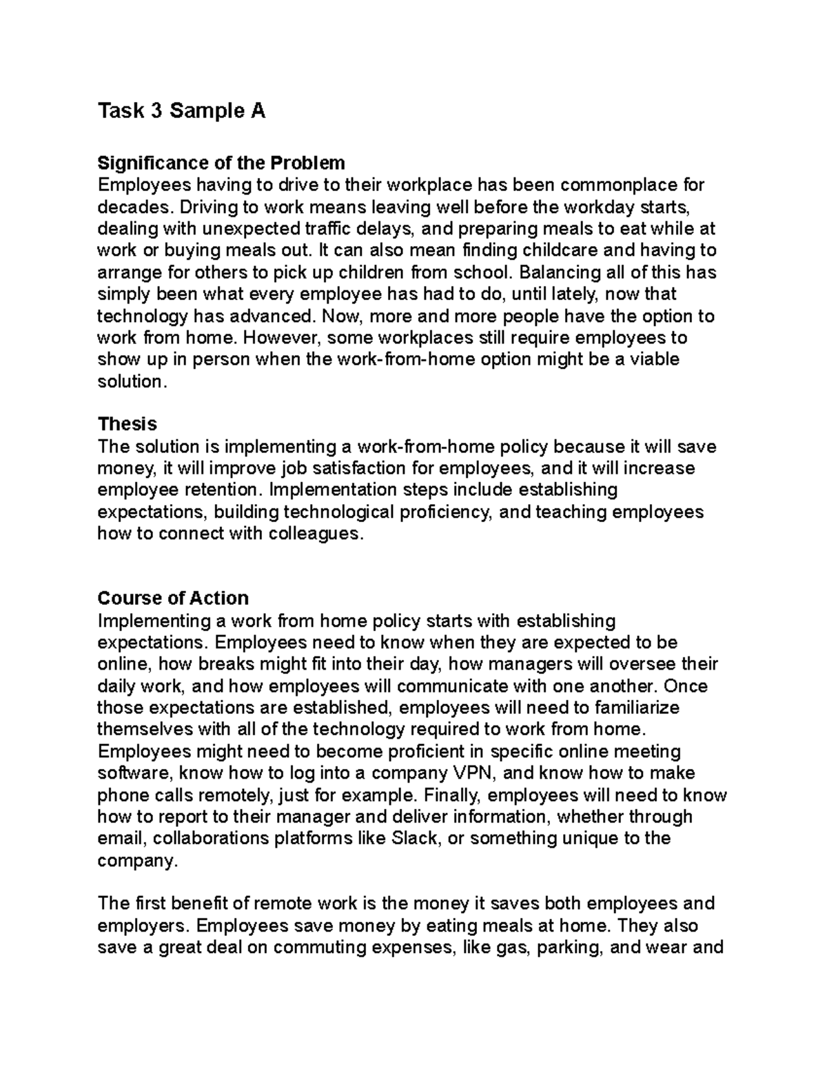 Task 3 Samples - d270 Practice - Task 3 Sample A Significance of the ...