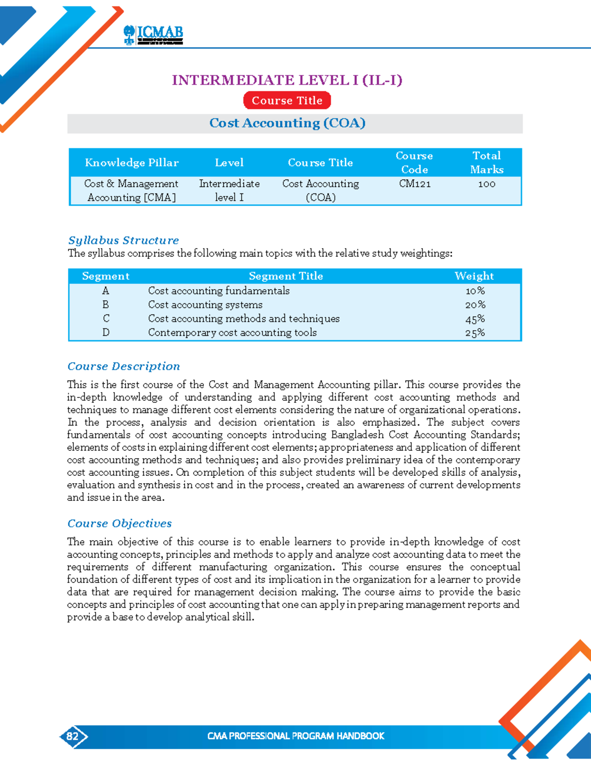 CM121 - COA Cost Accounting: Intermediate Level I Overview - Studocu