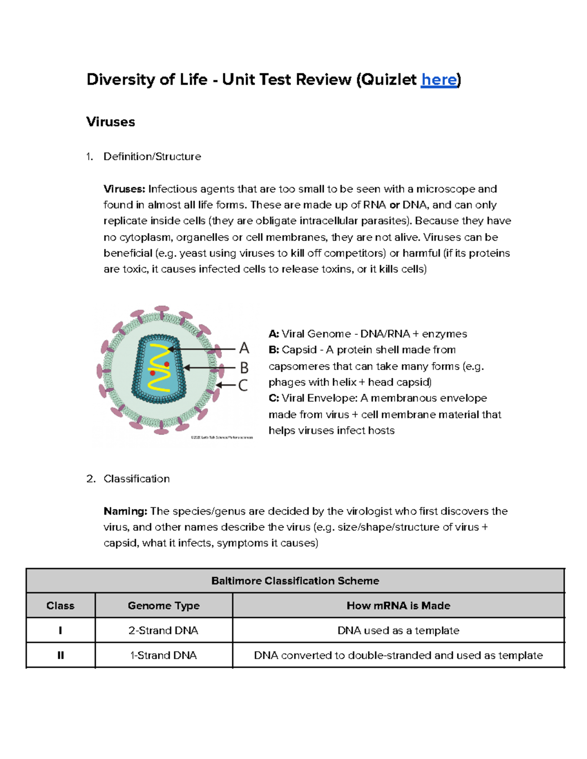 SBI3U (AP Biology) - Diversity of Life Unit Test Review Summary - Studocu