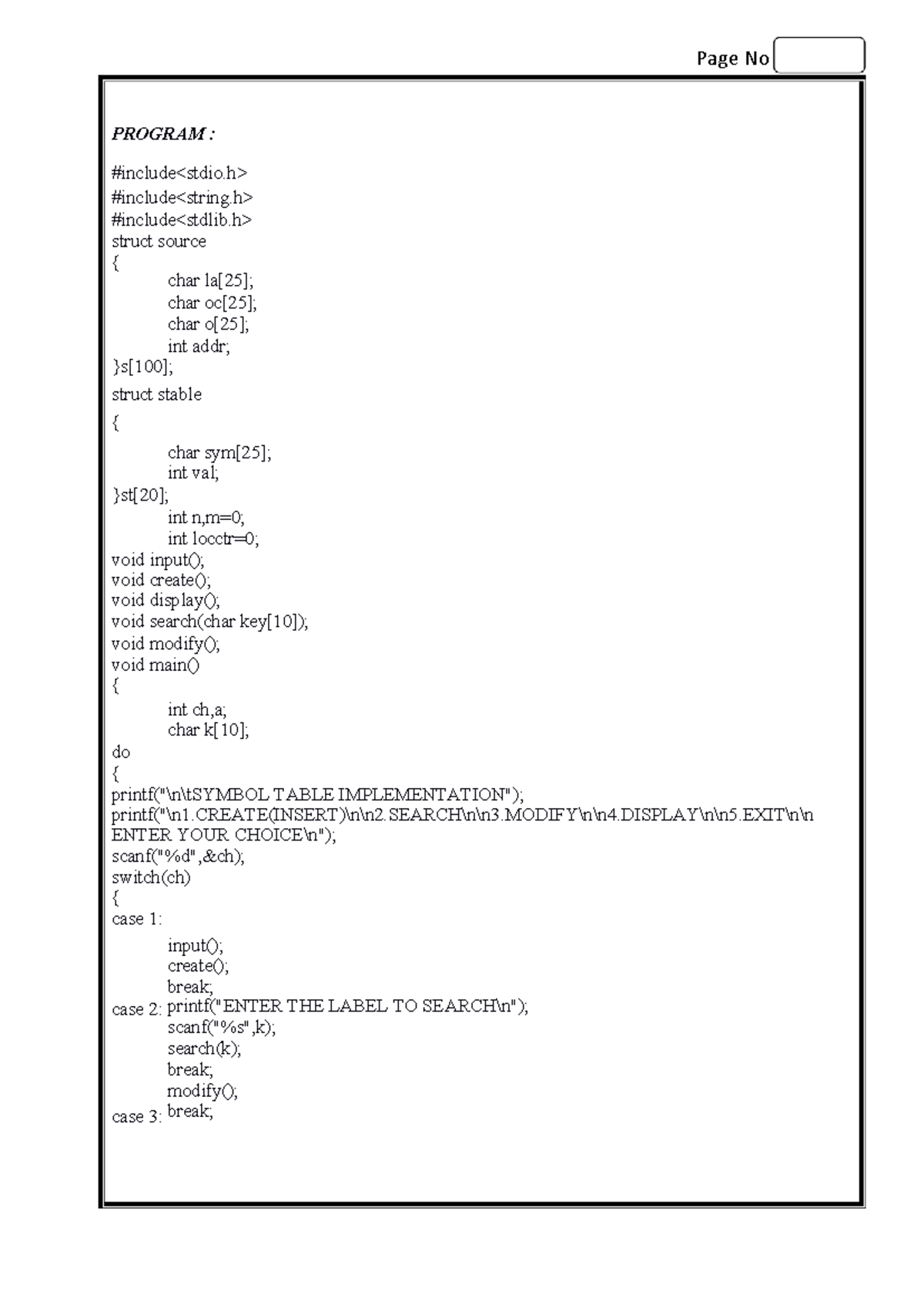 CS3501 Compiler Design Lab Manual: Program Structure and Tokens - Studocu