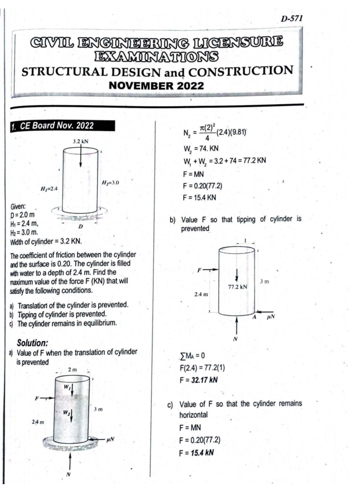 CIVIL ENGINEERING LICENSURE EXAMINATION STRUCTURAL DESIGN CE Board Nov. 2022 - Studocu