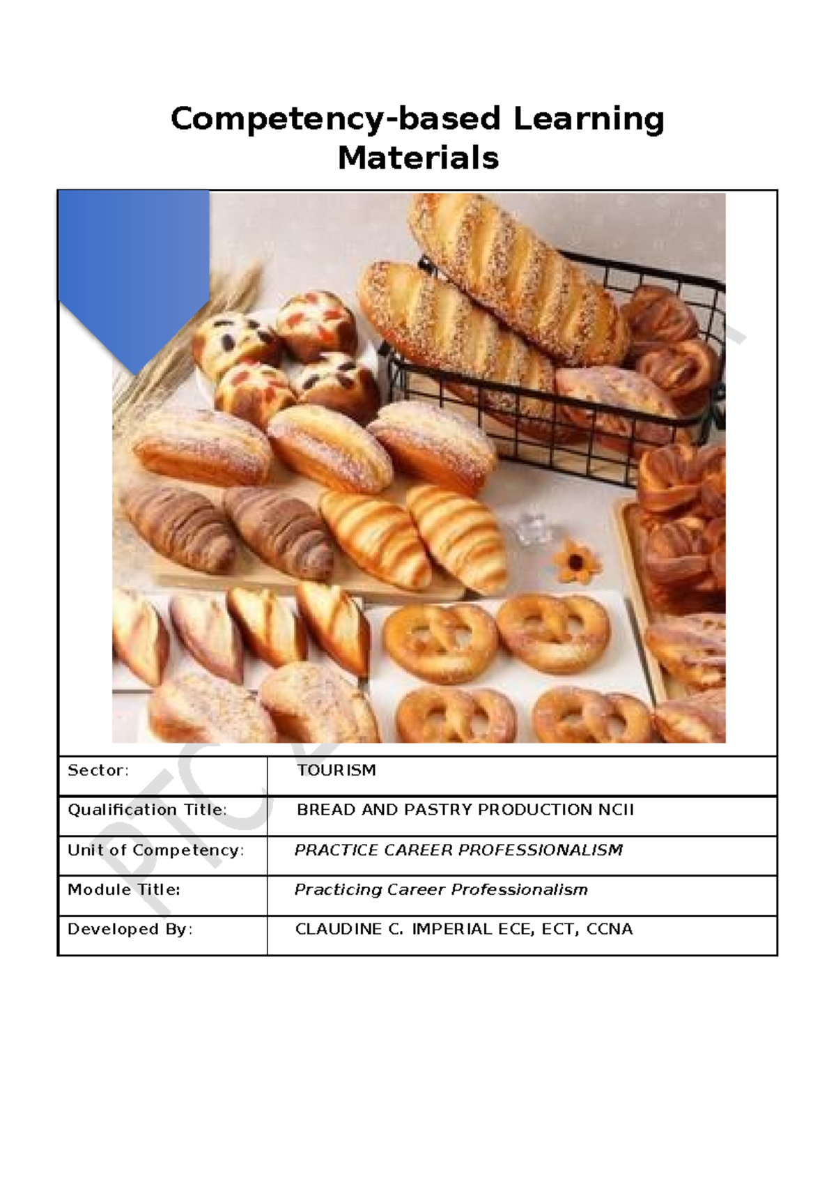 BPP NCII Module: Practicing Career Professionalism in Bread & Pastry ...
