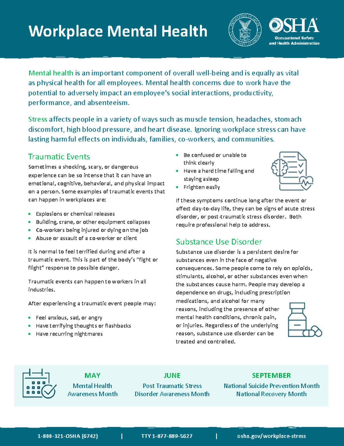 OSHA (6742) Workplace Mental Health Awareness Fact Sheet - Studocu