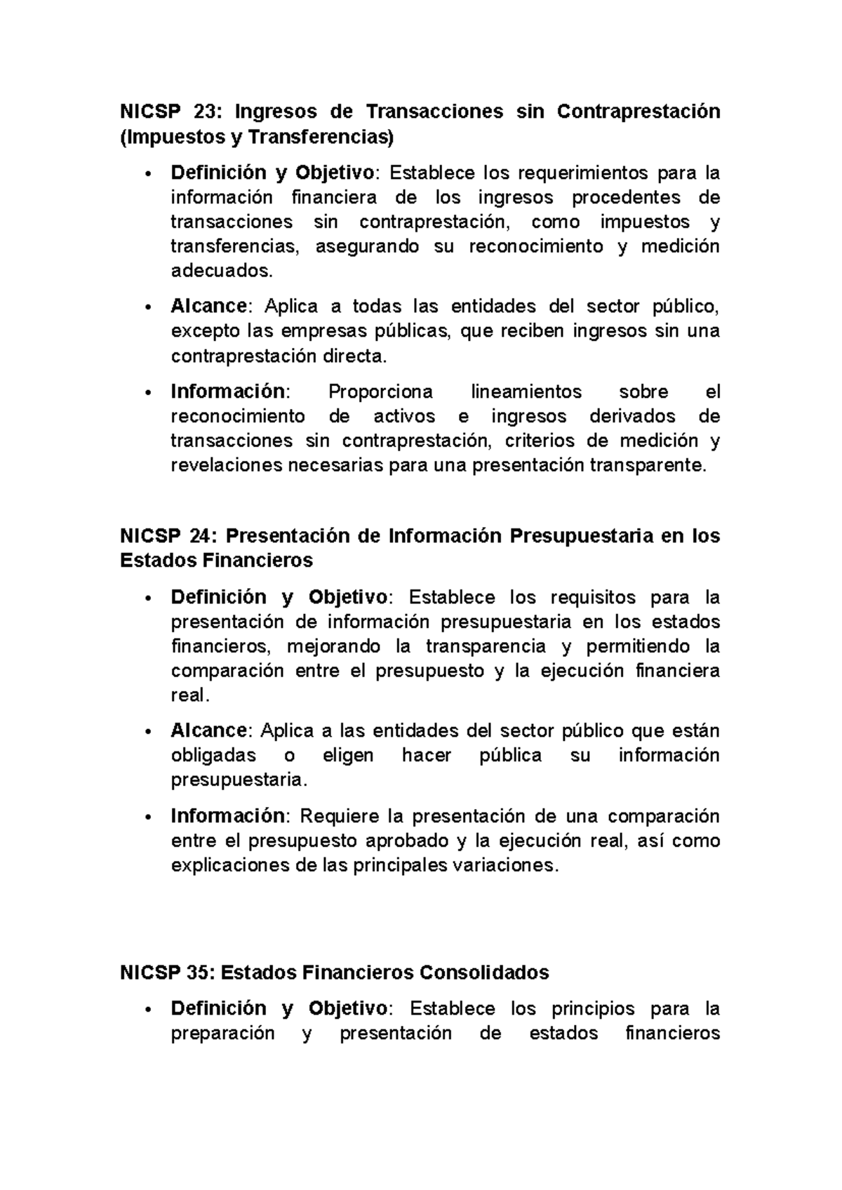 Resumen NICSP 23: Ingresos sin Contraprestación (Impuestos y ...