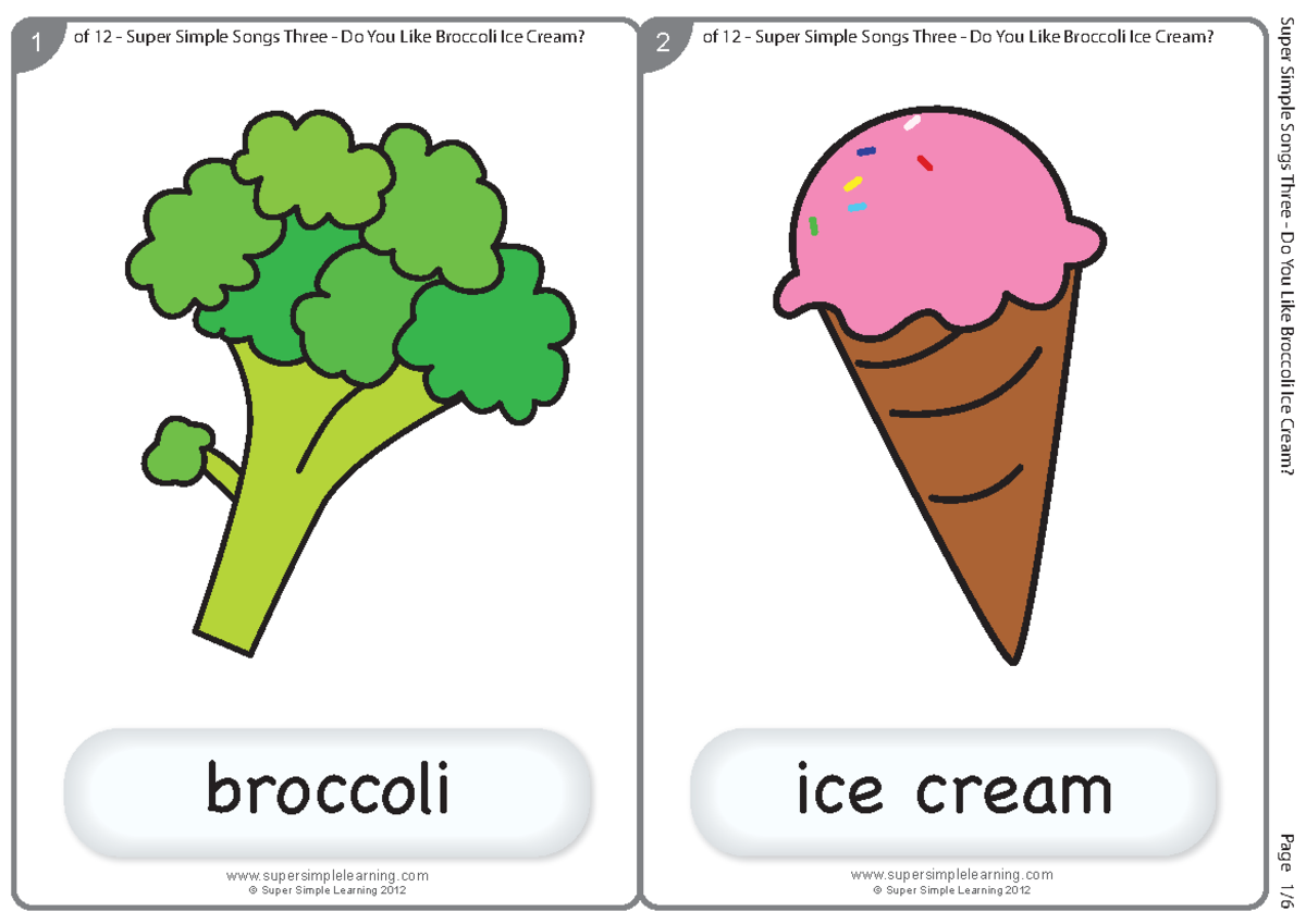 Do you like broccoli ice cream - Page 1/ of 12 - Super Simple Songs ...