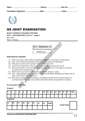 Mathematics Form 2 - Question Paper - ZERAKI ACHIEVERS’ EXAMINATIONS (2022) Term 3 - 2022 - Studocu